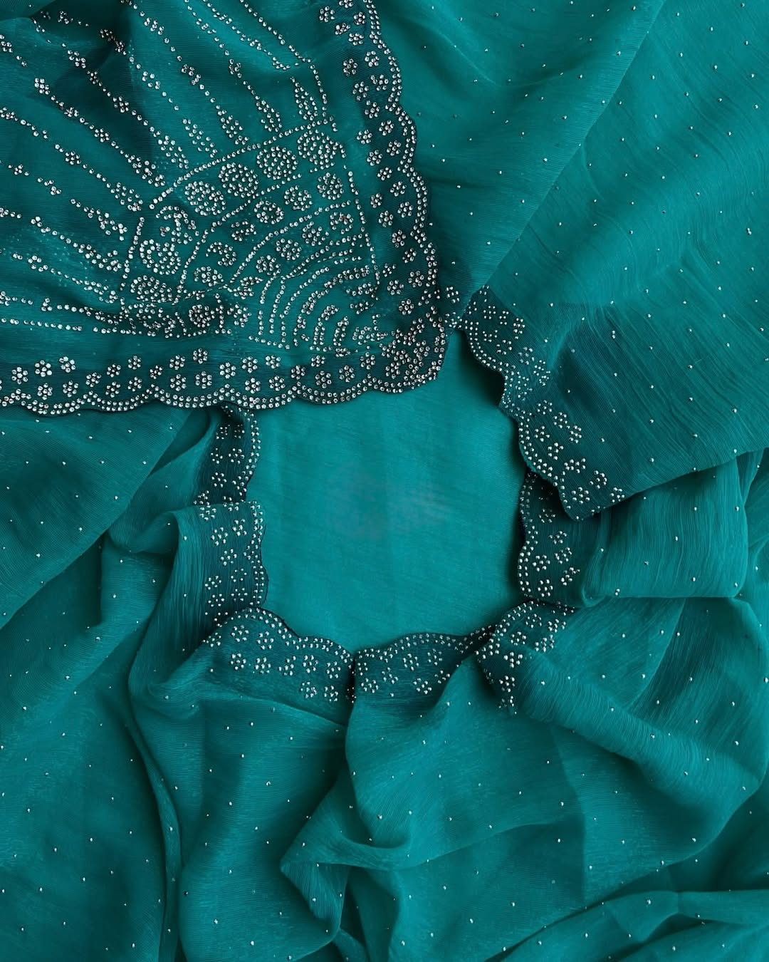 TURQUOISE BLUE GORGEOUS SAREE – Theja Couture